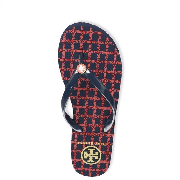 Tory Burch | Shoes | Nib Tory Burch Navy Letter Check Flip Flops | Poshmark